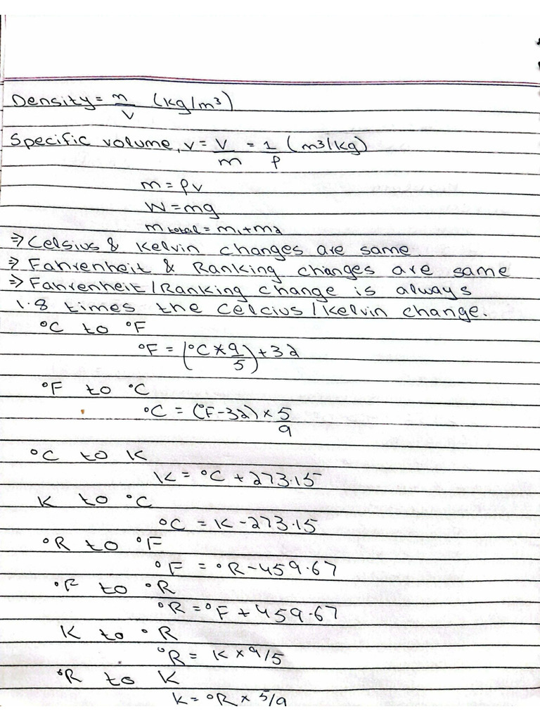 Formula Sheet Thermo | PDF