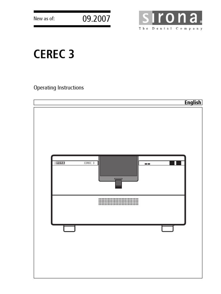 CEREC 3 Milling Unit Operating Instructions | PDF | Image Scanner | Safety