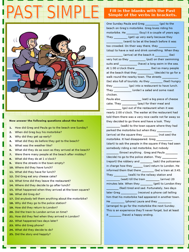 Paula and Greg (PAST SIMPLE) | PDF | Restaurants