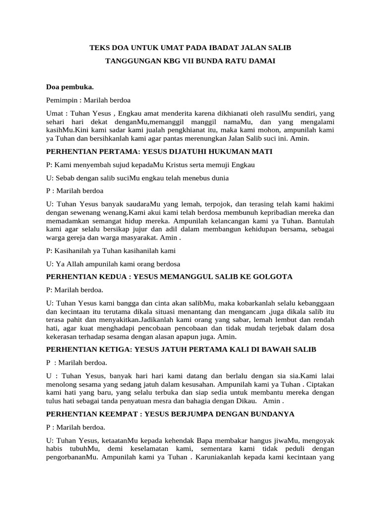 Doa Ibadat Jalan Salib 2025 | PDF