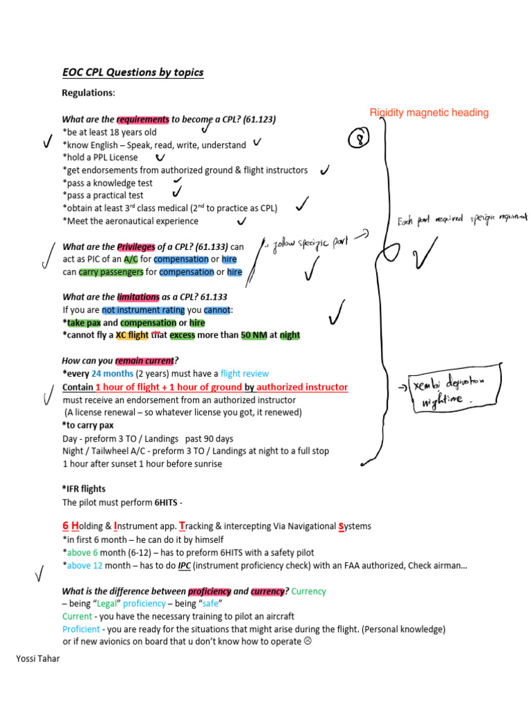 CPL Requirements and Limitations Guide | PDF | Flap (Aeronautics ...
