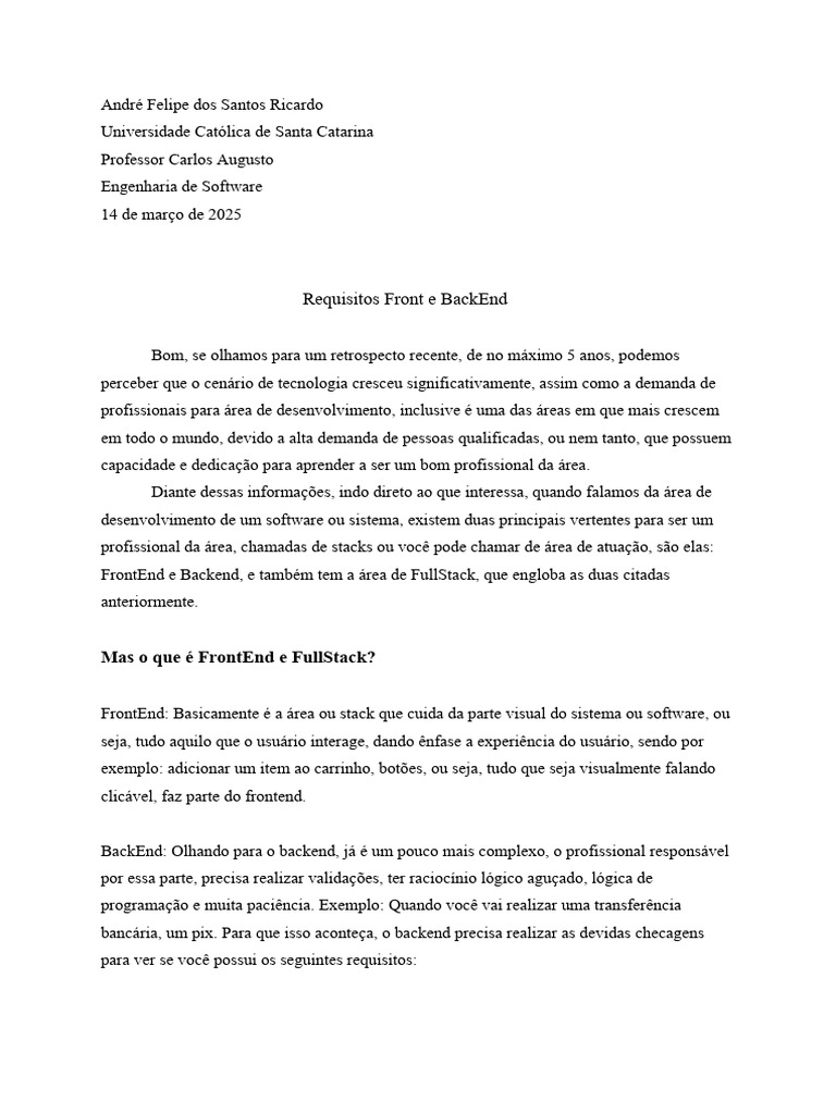 FrontEnd e BackEnd - Sistemas Operacionais | PDF | Bancos de dados ...