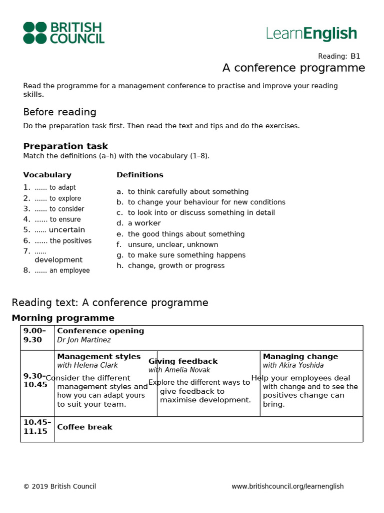 Management Conference Reading Practice | PDF | Behavioural Sciences ...