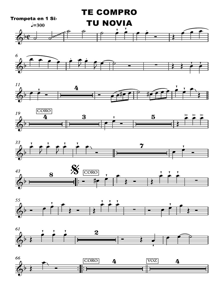 01 PDF TE COMPRO TU NOVIA - Trompeta 1 en Sib - 2019-05-09 1717 - Trompeta en 1 Sib | PDF