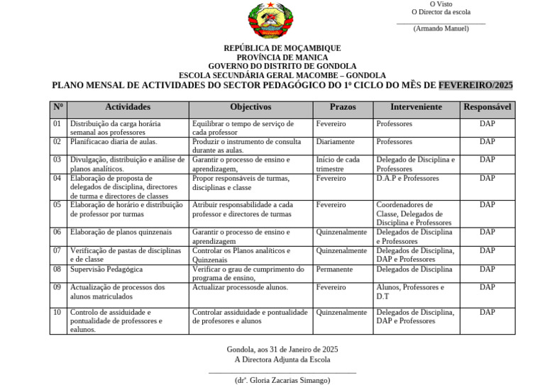 Plano Mensal Fevereiro 2025 | PDF | Aprendizado | Ensino