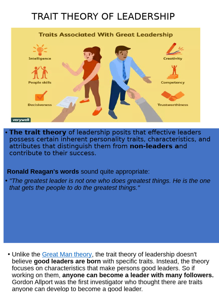 Trait Theory of Leadership | PDF | Leadership | Cognitive Science
