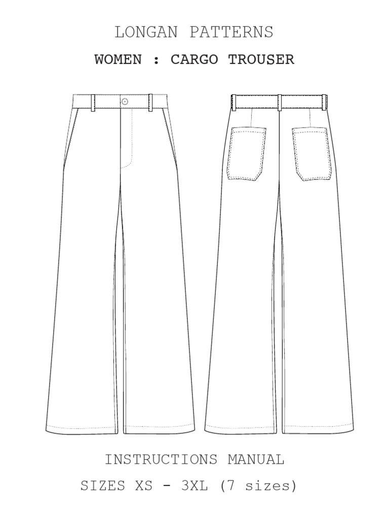 Women Cargo Trousers Instructions Longan Patterns | PDF | Seam (Sewing ...
