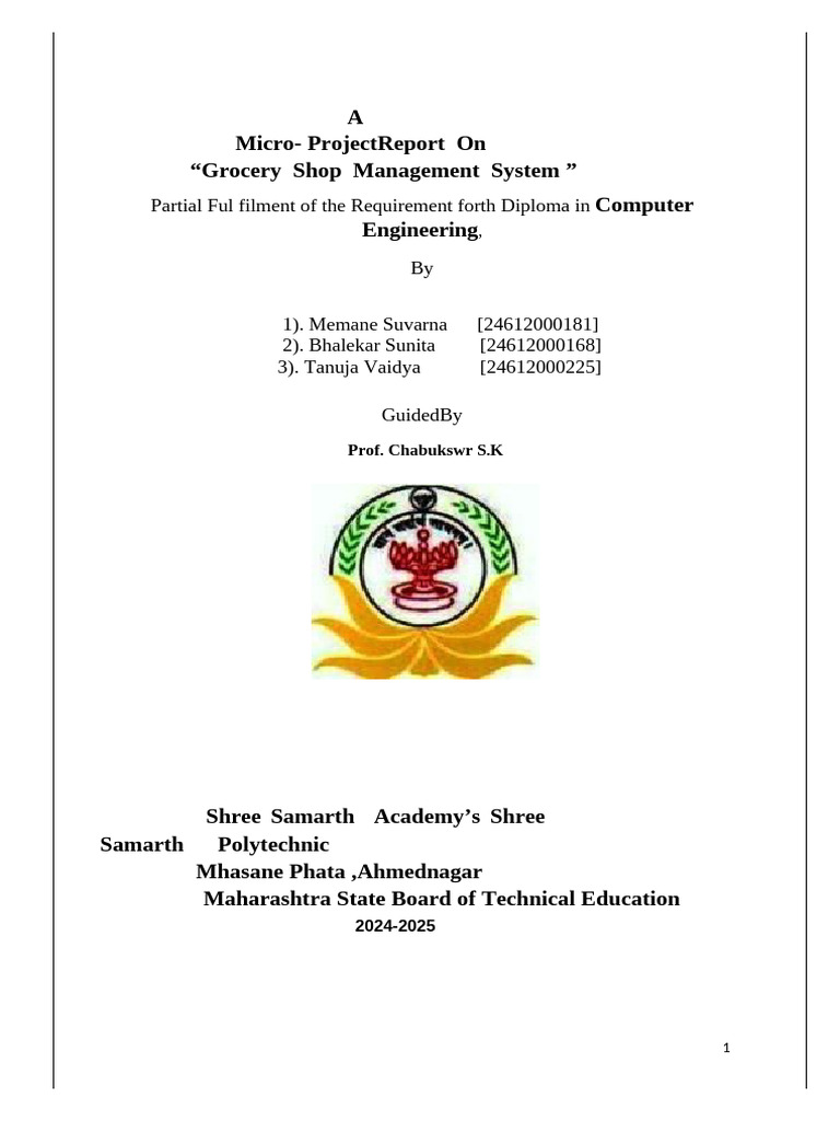 Grocery Shop Management Project | PDF | Computing | Computer Engineering