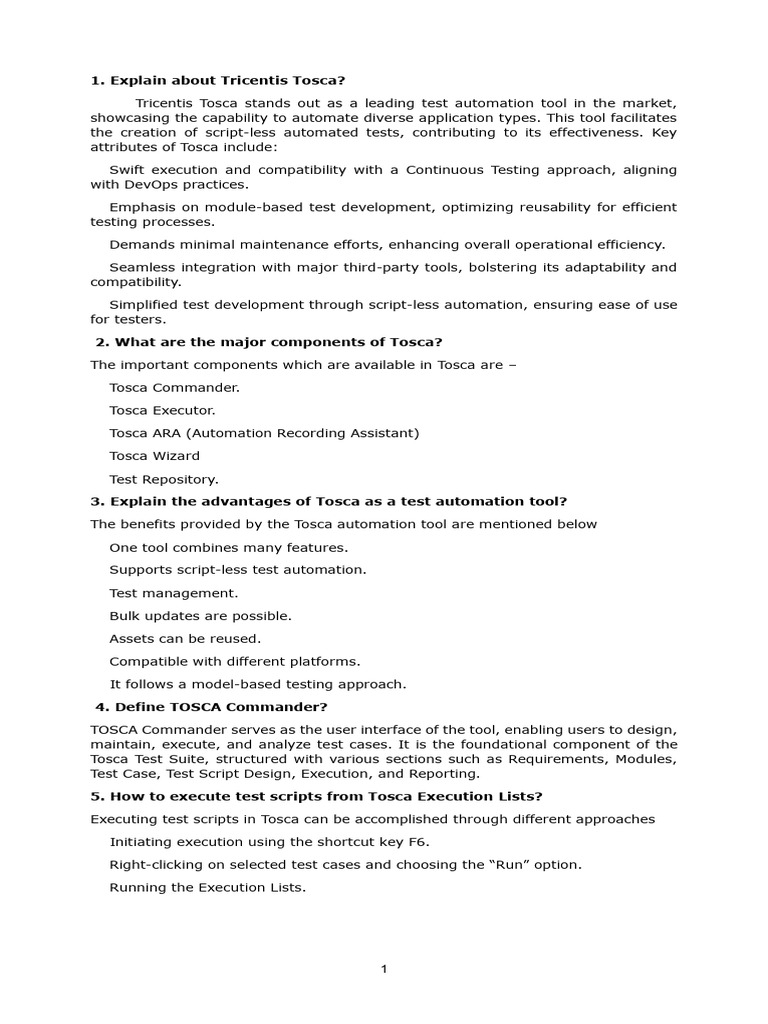 TOSCA Interview Questions | PDF | Microsoft Excel | Computer Programming