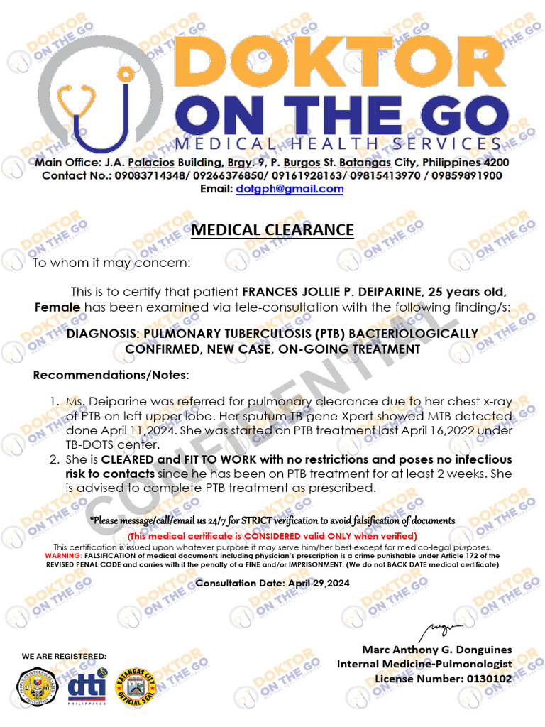 Frances Deiparine Final Clearance | PDF