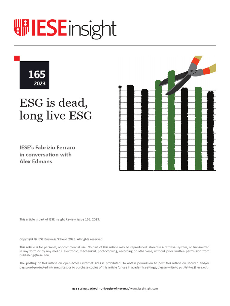 ESG Is Dead, Long Live ESG | PDF | Behavioral Economics
