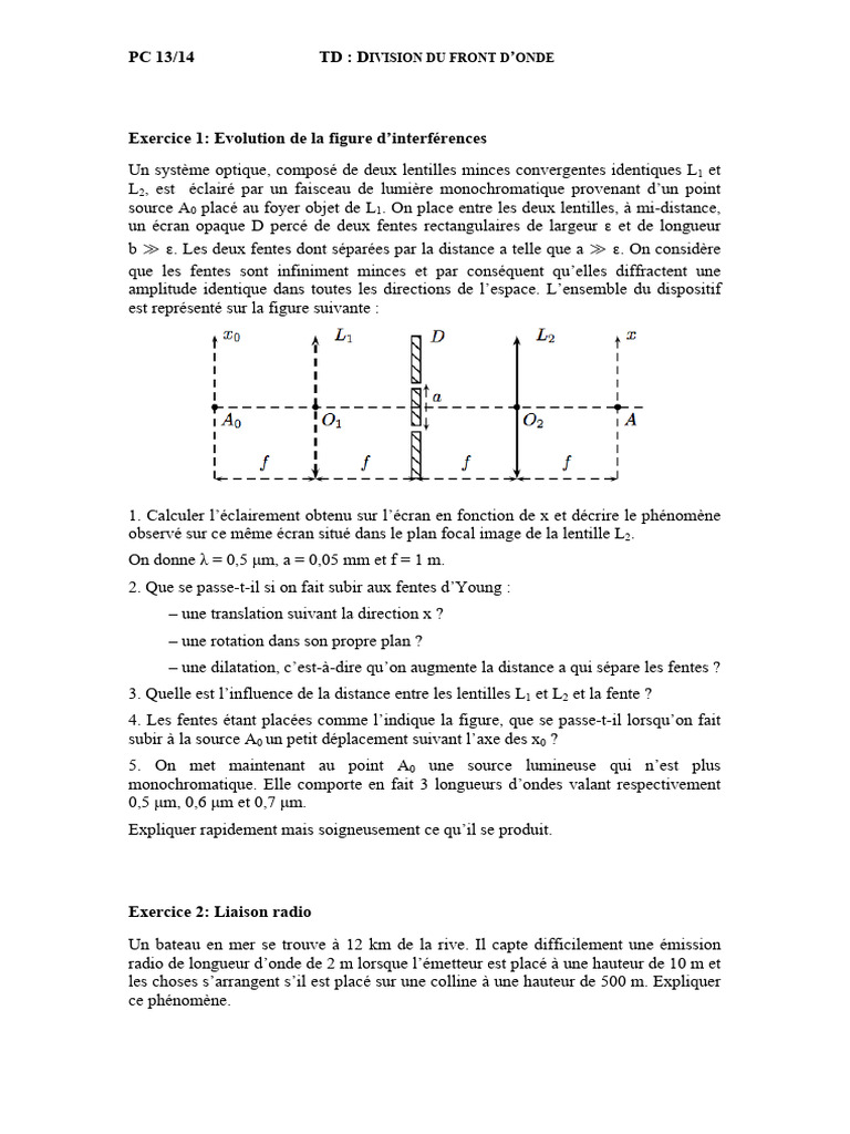 Division du Front d'Onde en Optique | PDF | Physique appliquée et ...
