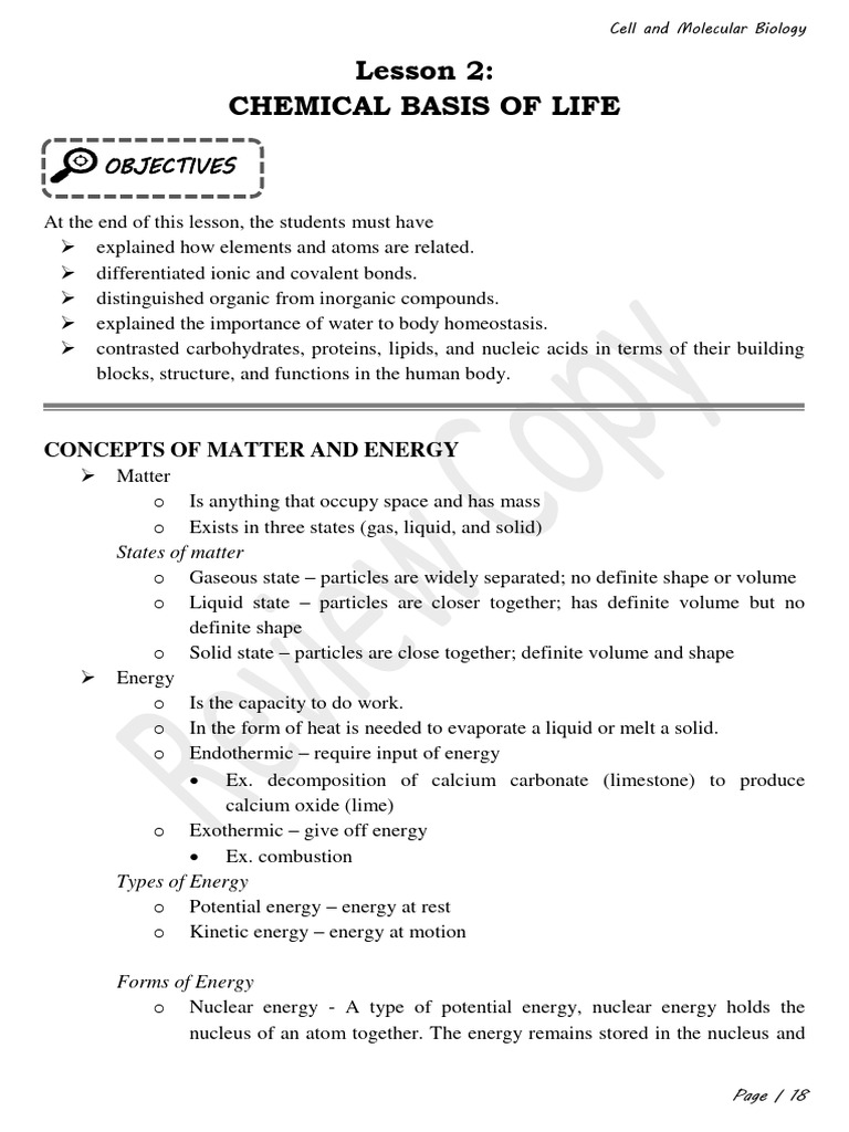 Lesson 2 - Chemical Basis of Life-3 | PDF | Carbohydrates | Atoms