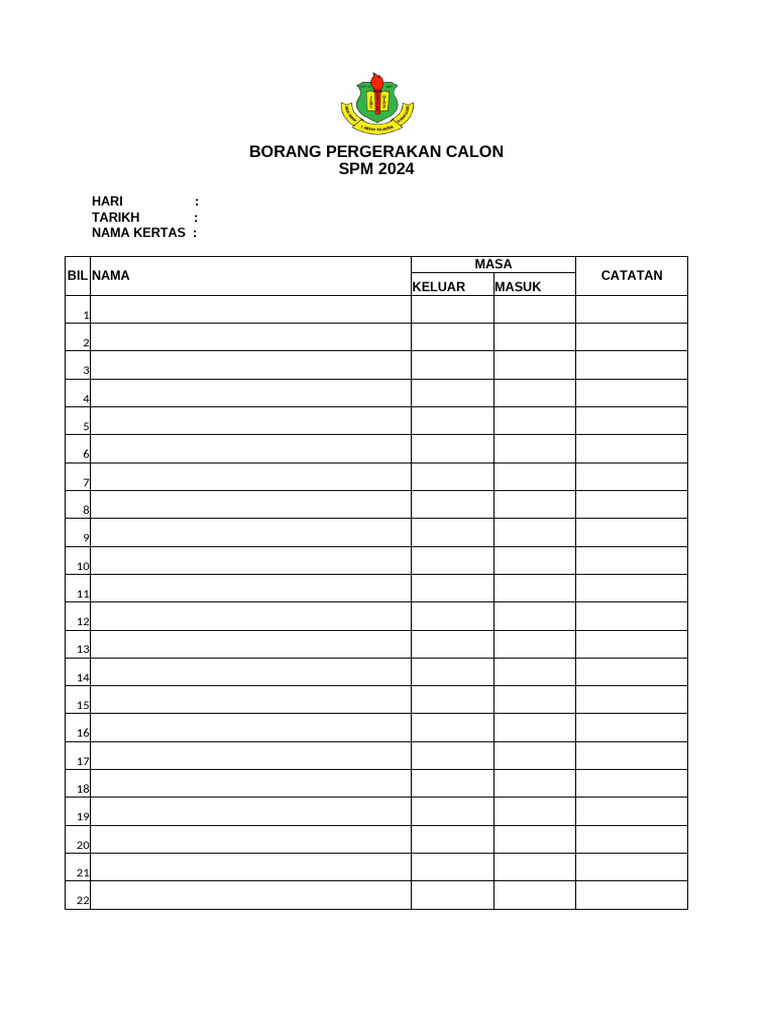 Borang Pergerakan Calon | PDF