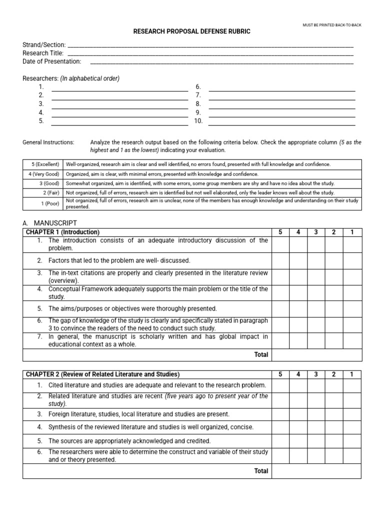 Research Proposal Defense Rubric-1 | PDF | Methodology | Sampling (Statistics)