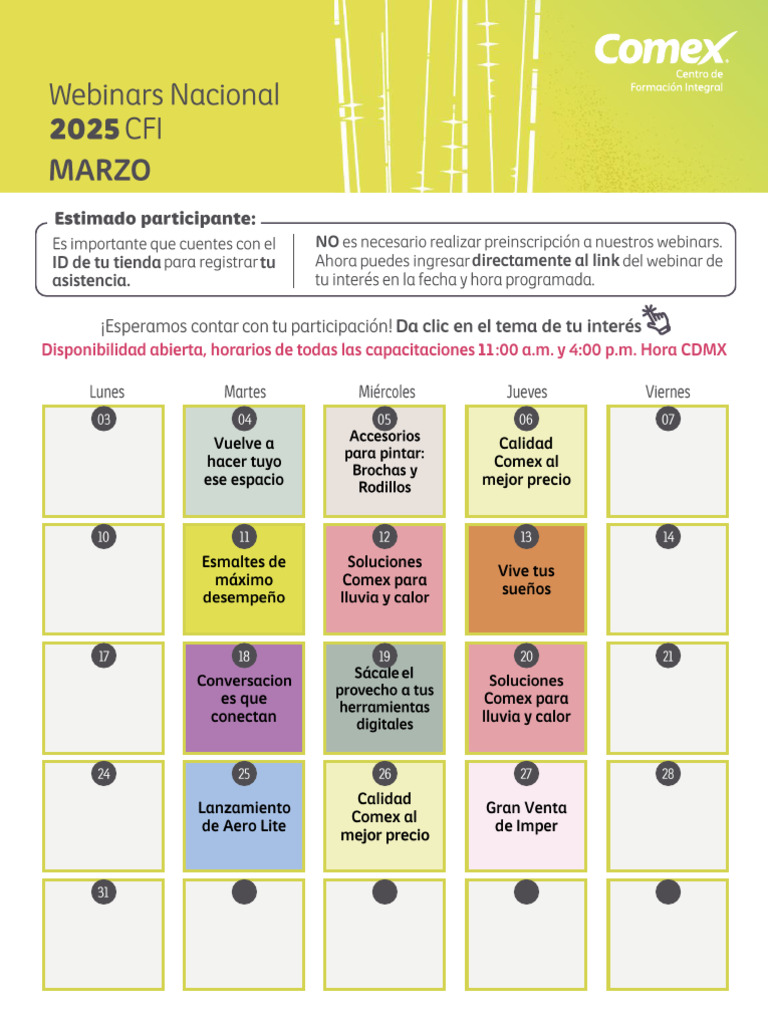 Calendario Nacional Webinars MARZO | PDF
