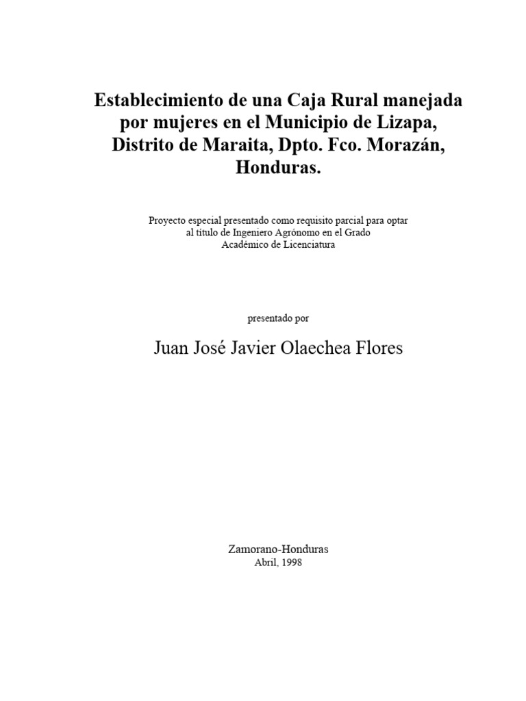 Estaablecimiento de cajas rurales en honduras | PDF | Bancos | Seguro
