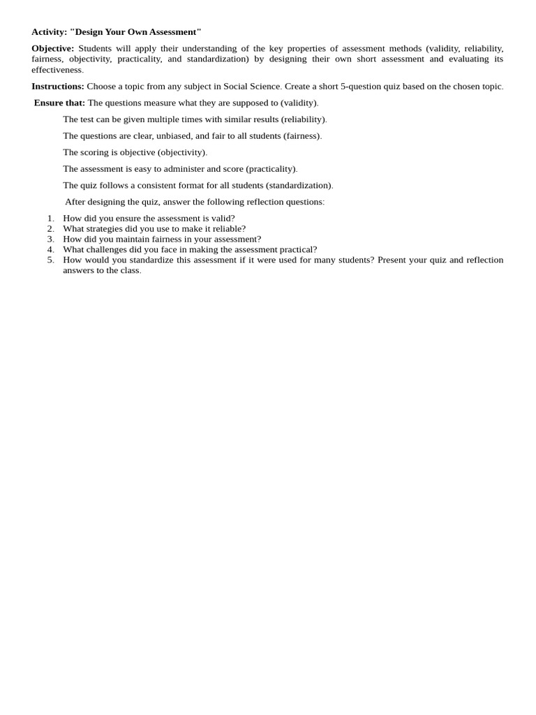 Activity1 Design Your Own Assessment | PDF