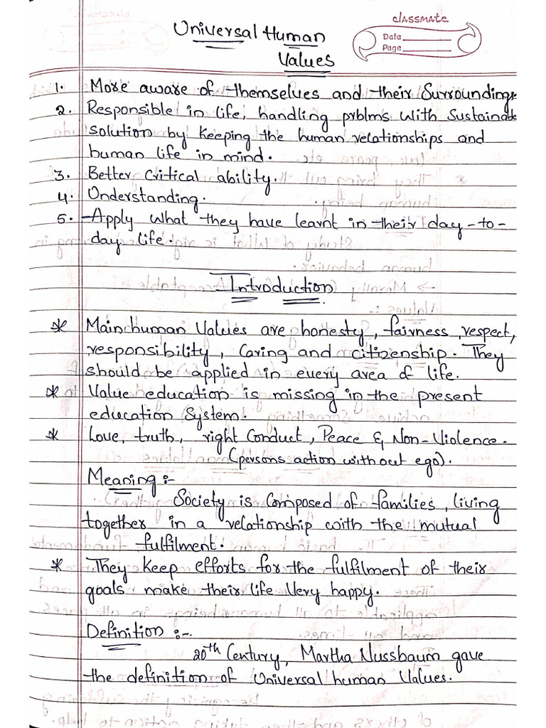 Universal Human Values (Unit-I) | PDF