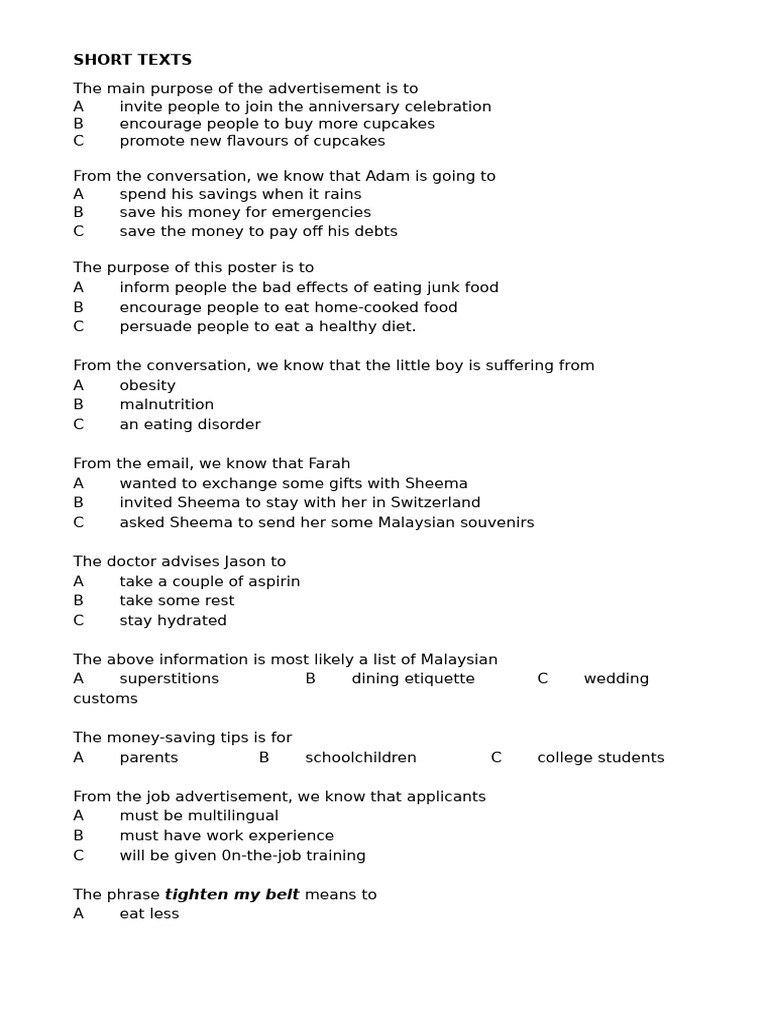 Compilation of Short Texts | PDF