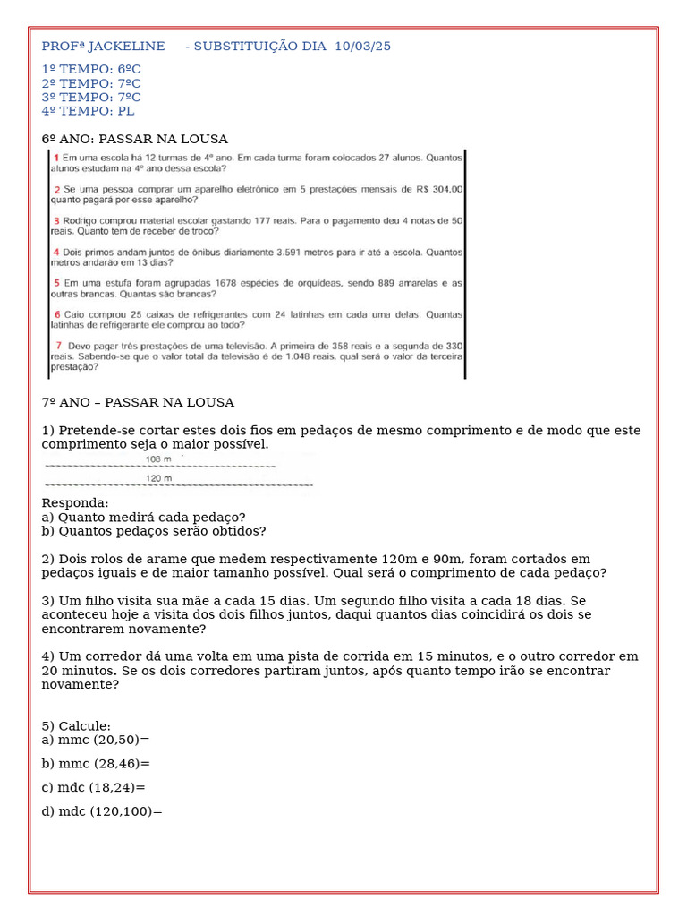 ATIVIDADE DIA 10.03_6C E 7C | PDF