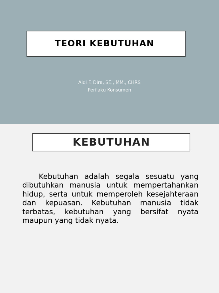 Pertemuan 5 Dan 6 - Teori Kebutuhan | PDF