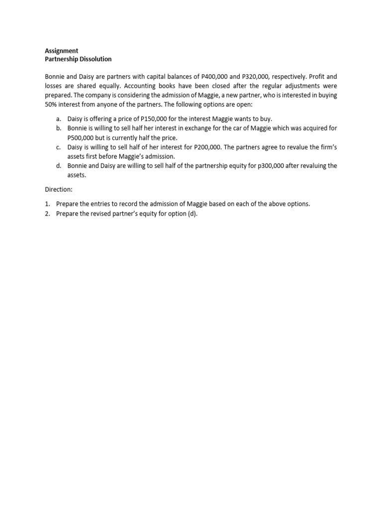 Assignment Partnership Dissolution NA | PDF
