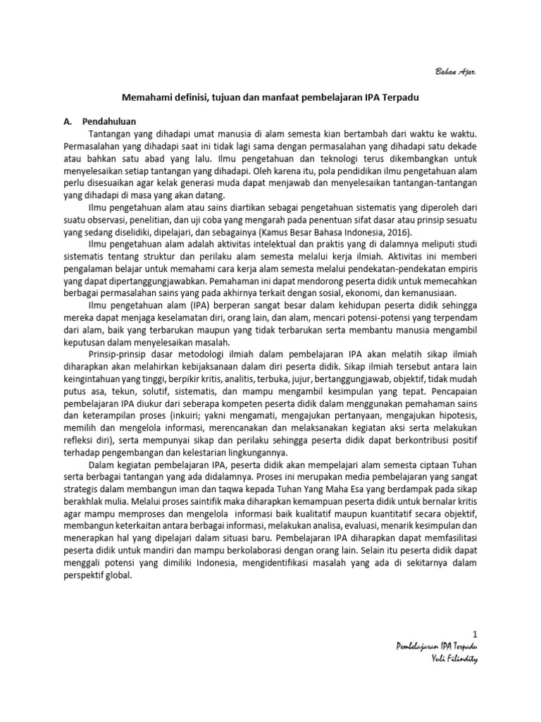 Bahan Ajar IPA Terpadu 1 | PDF
