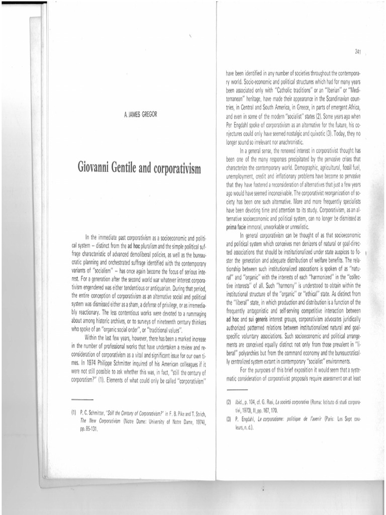 A. James Gregor - Giovanni-Gentile e Il Corporativismo | PDF