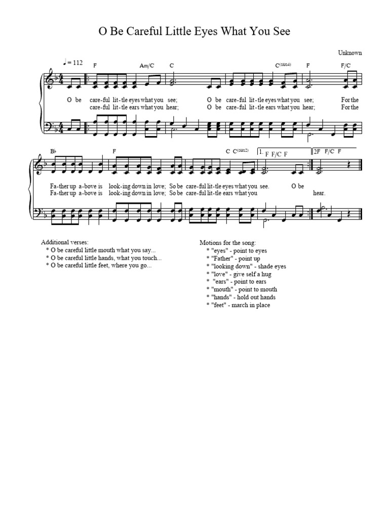 O Be Careful Little Eyes | PDF