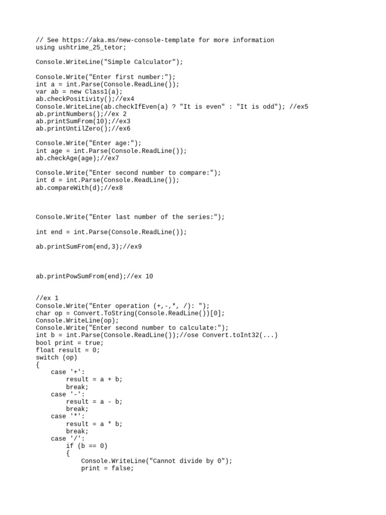 Simple Calculator Implementation | PDF