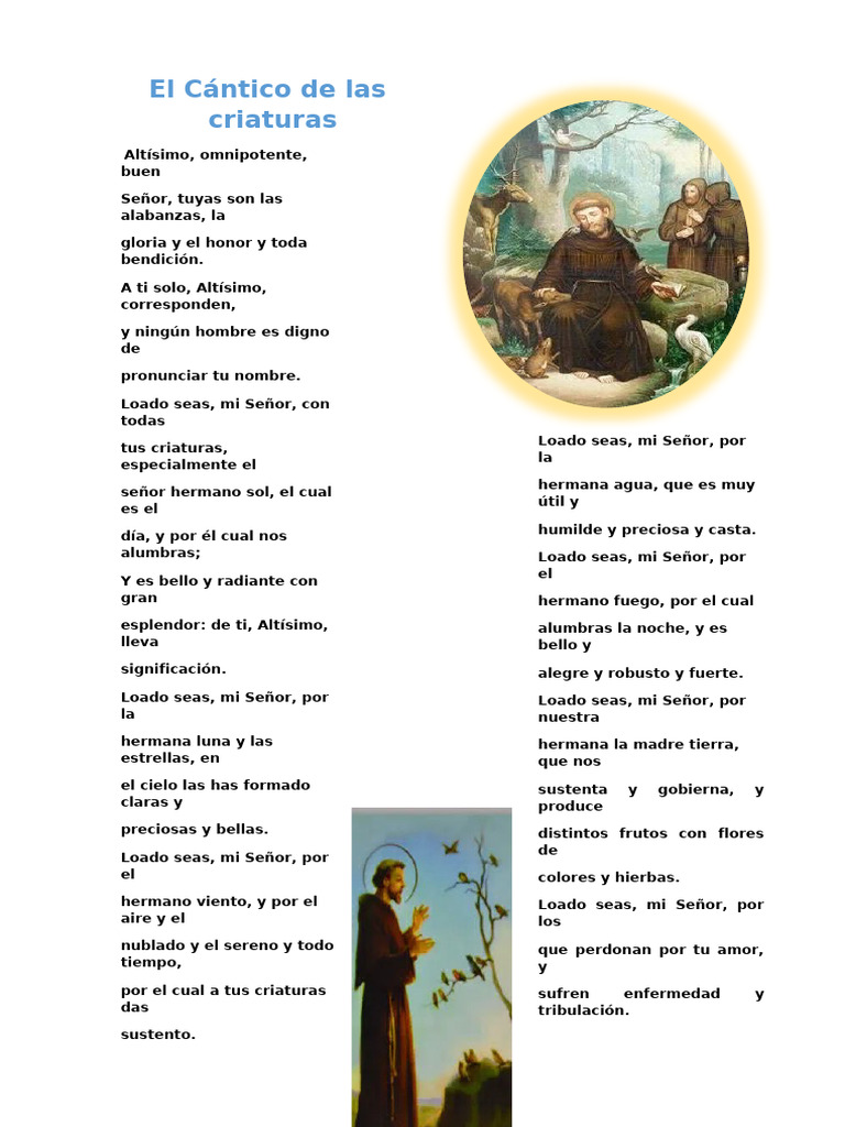 Cántico de las Criaturas de San Francisco | PDF
