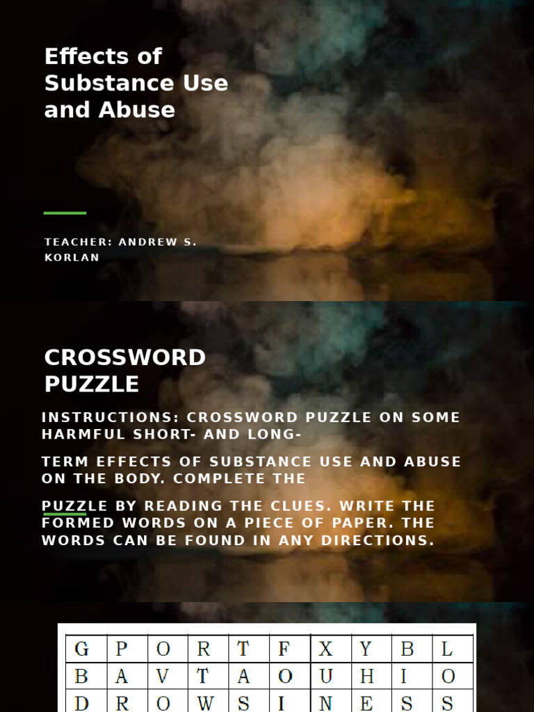 Effects of Substance Use Crossword Puzzle | PDF