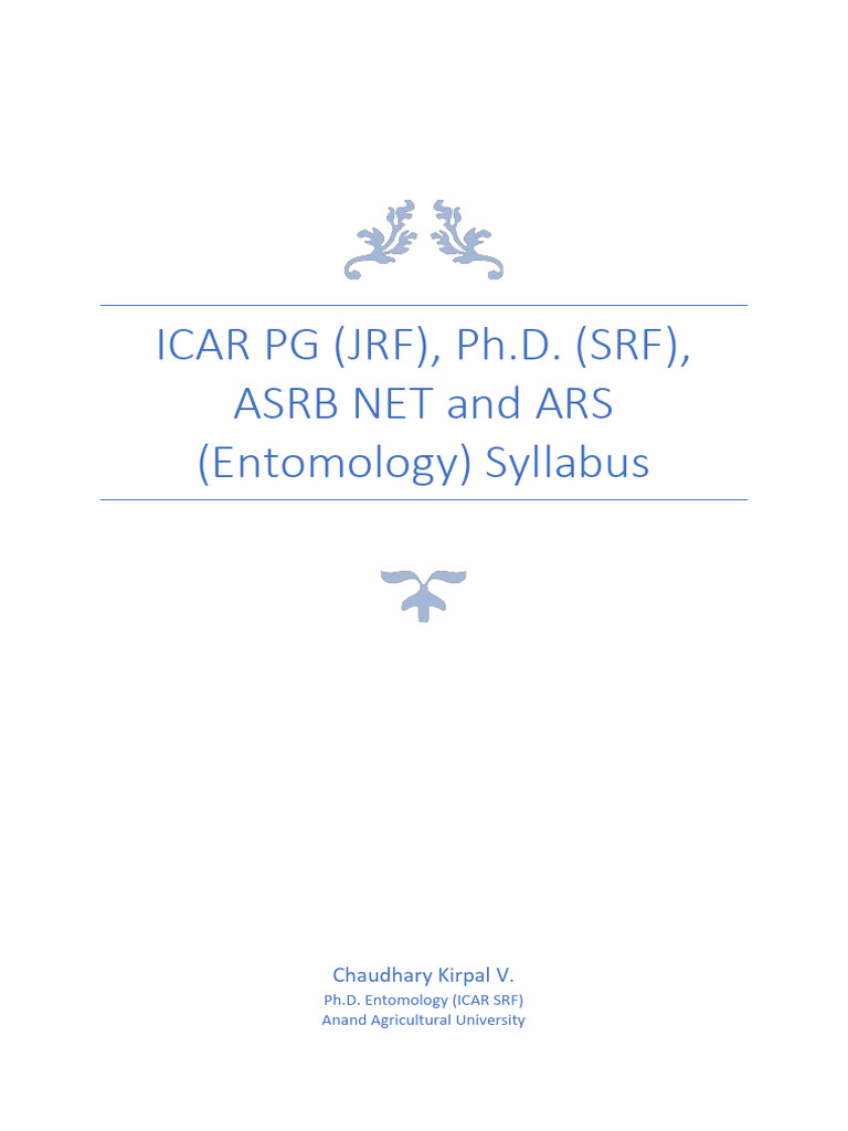Icar PG JRF, PH D SRF, Asrb Net and Ars Entomology Syllabus | PDF | Nematode | Pest (Organism)
