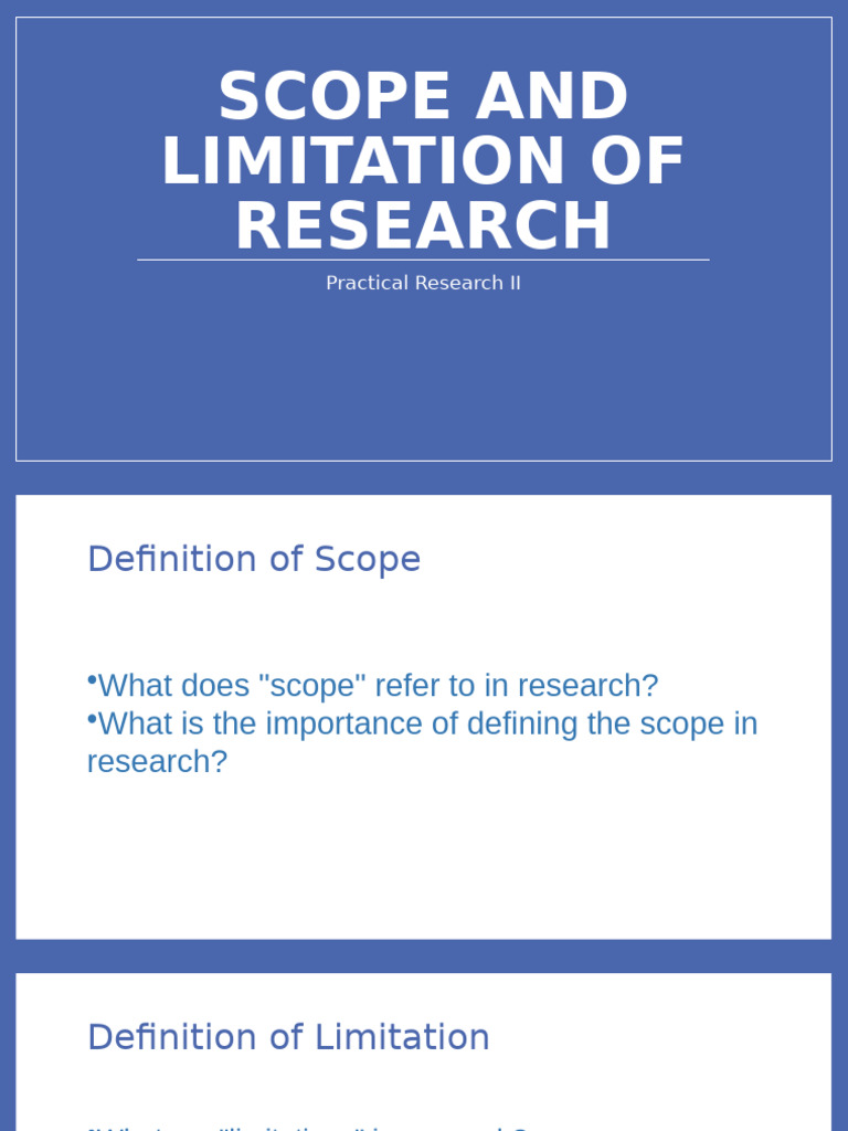 Research Scope and Limitations Explained | PDF | Scope (Computer ...