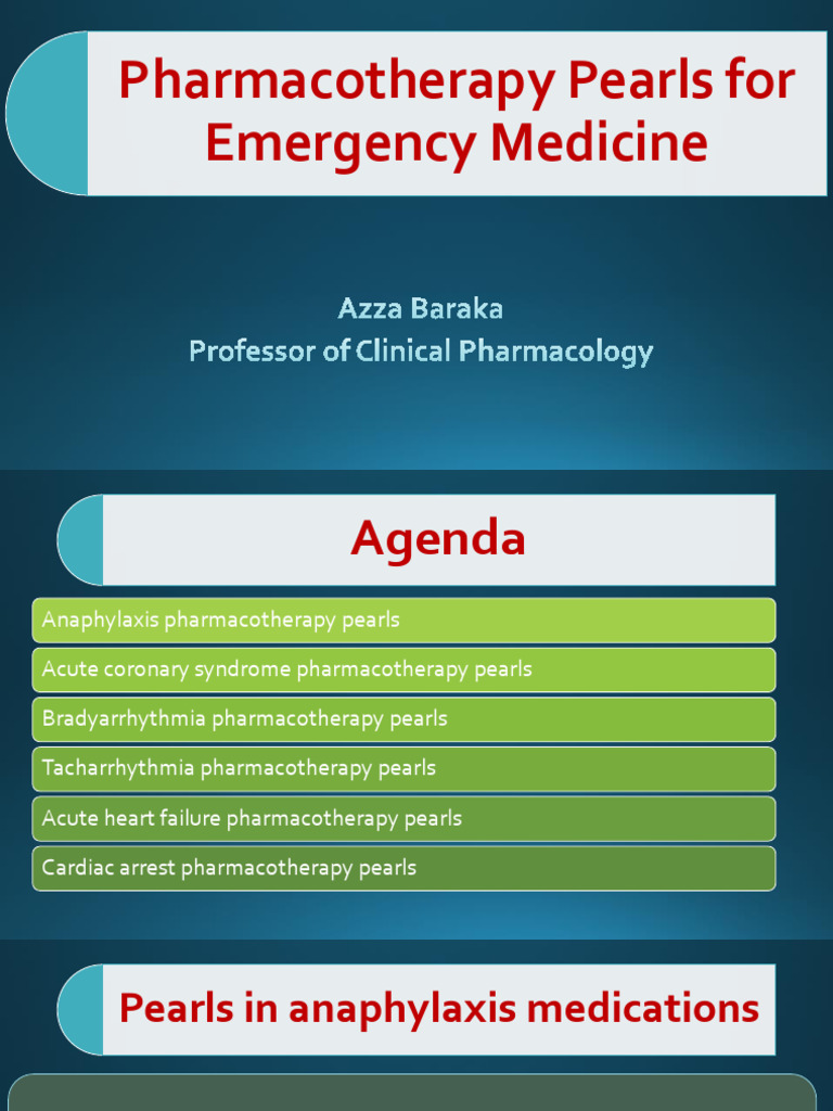 Emergency Medicine Pharmacotherapy Pearls | PDF | Myocardial Infarction ...