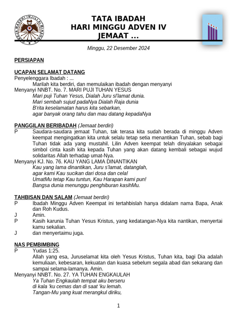 ADVEN IV (Minggu 22 Desember 2024) | PDF
