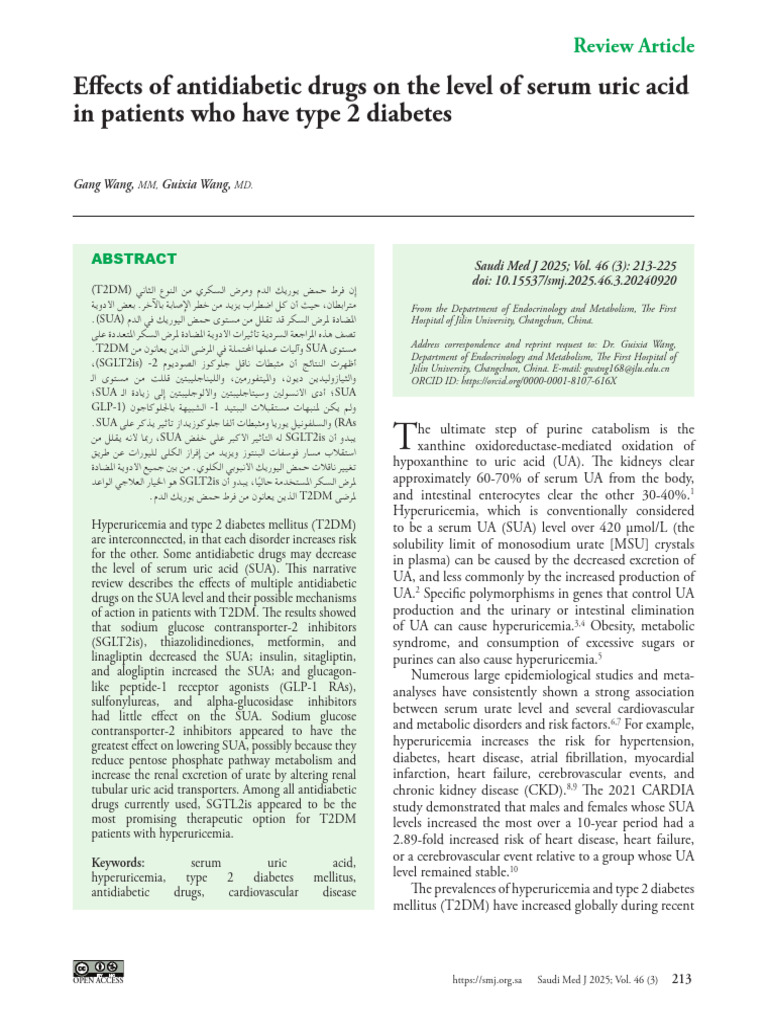Antidiabetic Drugs and Serum Uric Acid in T2DM | PDF | Diabetes ...