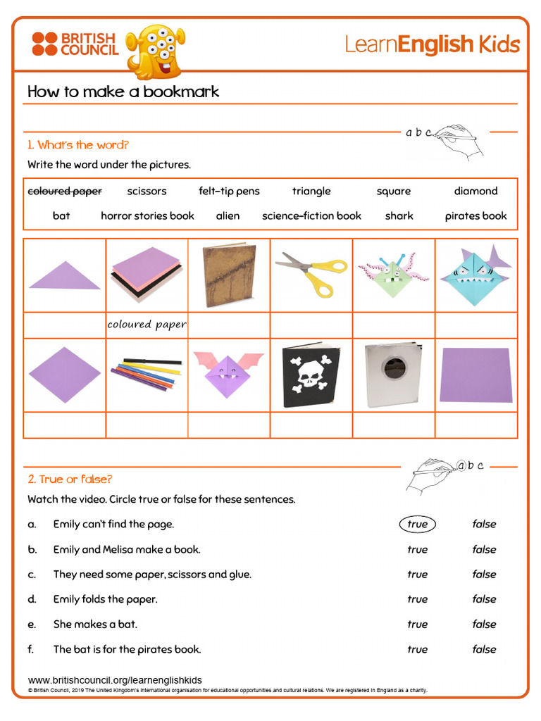 How To Make A Bookmark Worksheet | PDF
