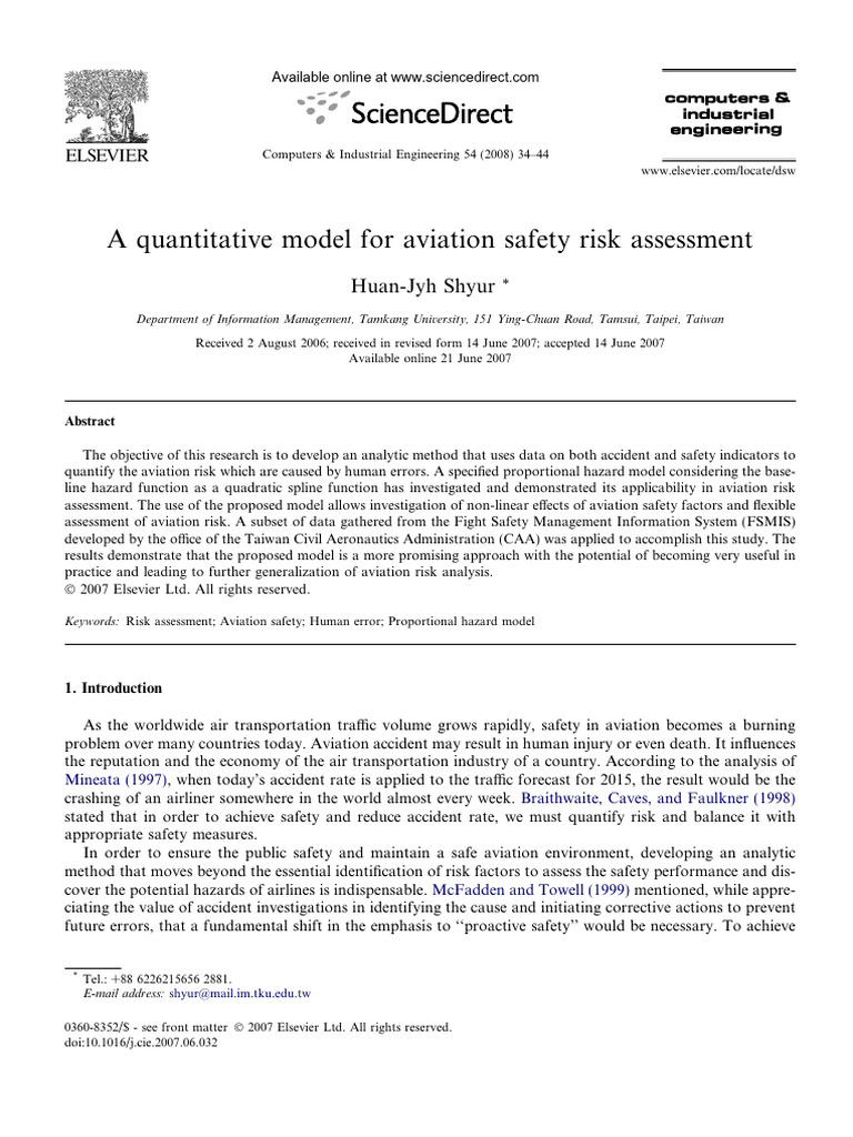 A Quantitative Model For Aviation Safety Risk Assessment | PDF | Akaike ...