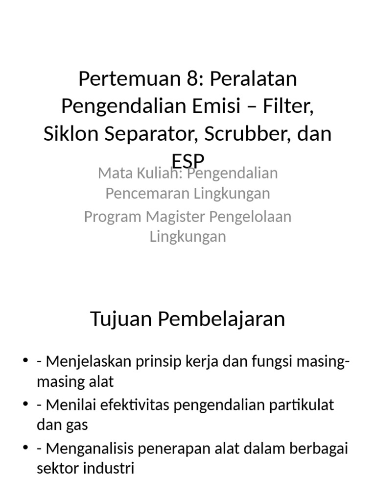 Pertemuan 8 Filter Scrubber ESP | PDF