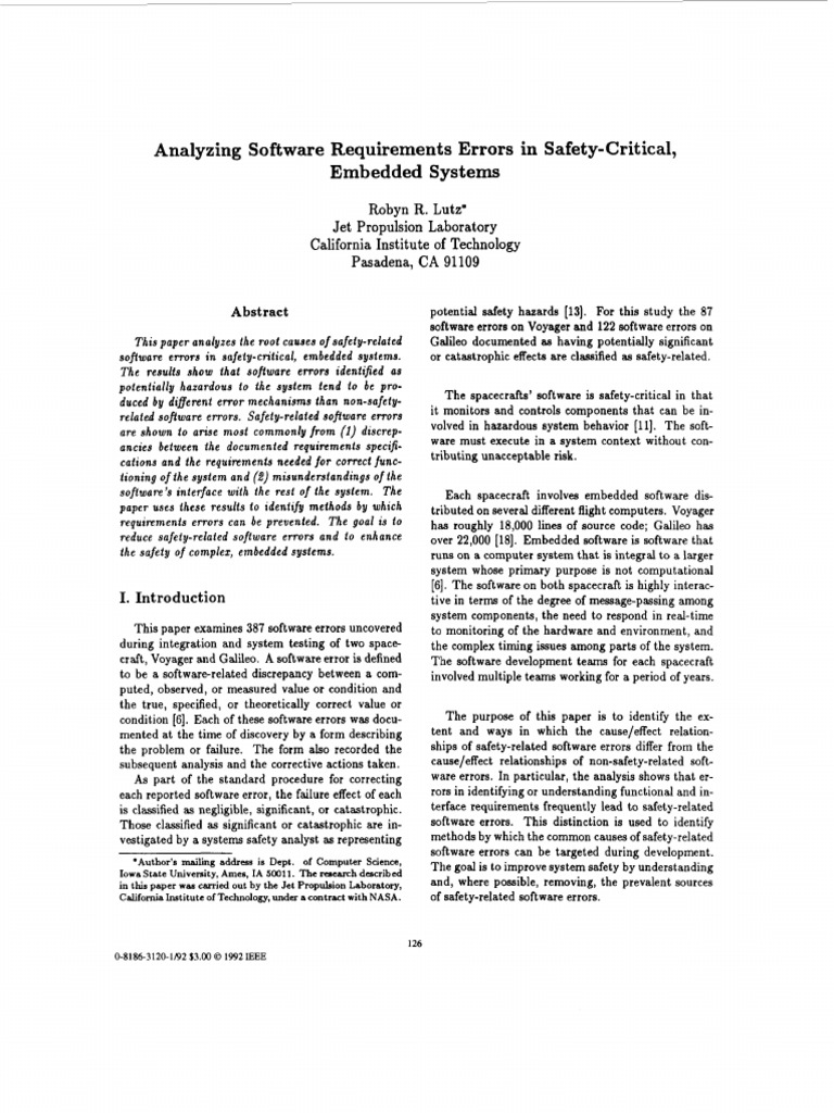 Analyzing Software Requirements Errors in Safetycritical Embedde | PDF | System | Software Bug