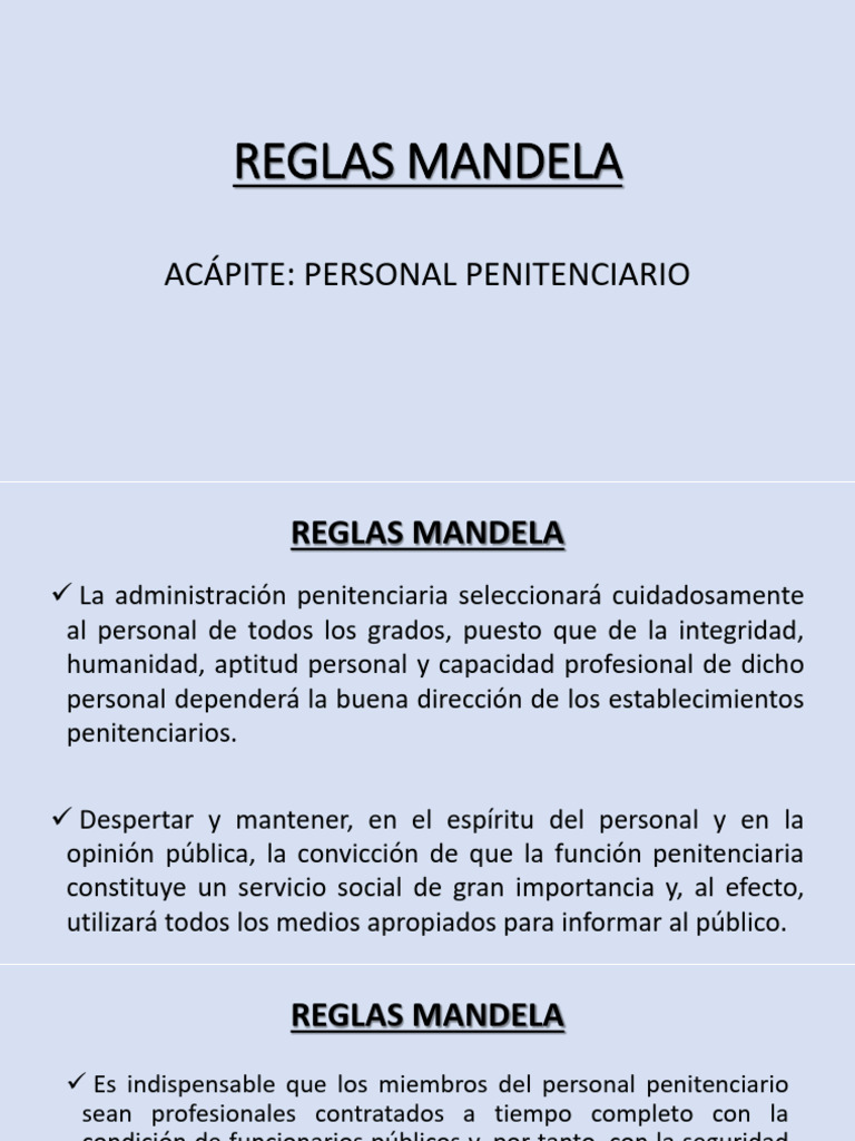 REGLAS MANDELA - Personal Penitenciario | PDF | Prisión | Justicia