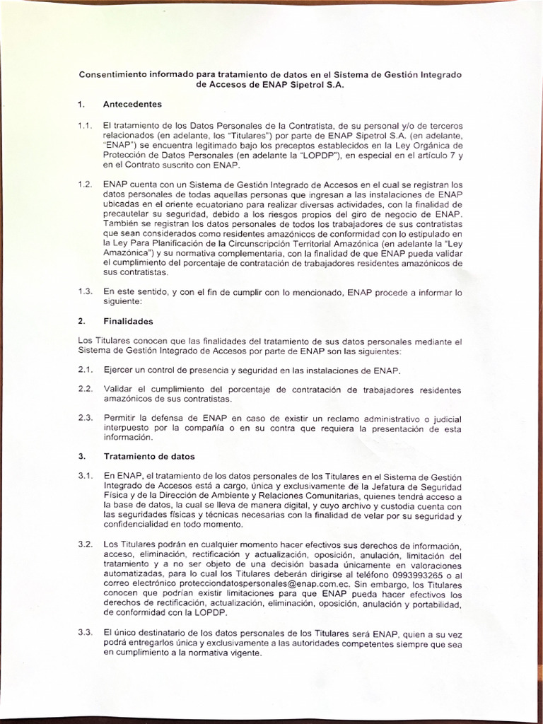 Consentimiento de Uso . GCNJ | PDF