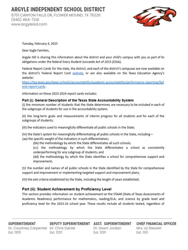 2025 Federal Report Card Letter | PDF | National Assessment Of ...