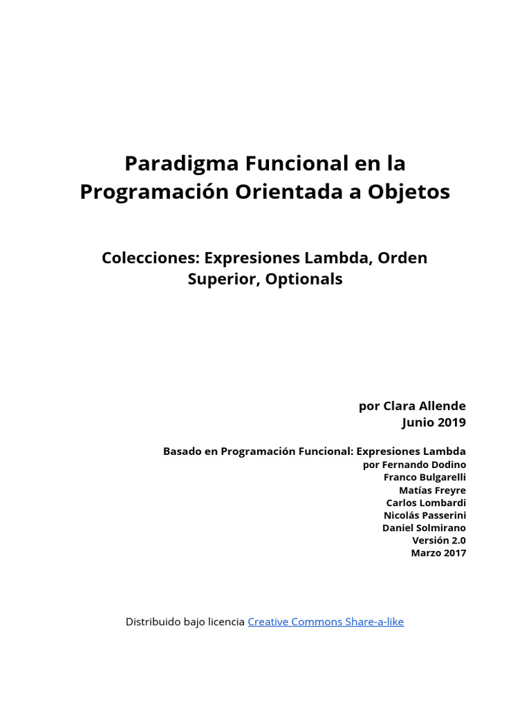 Java - Programación Funcional en POO - Colecciones_ Lambdas, Orden Superior, Optional | PDF ...