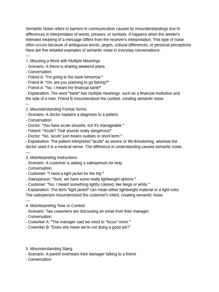 Understanding Semantic Noise in Communication | PDF | Semantics | Jargon
