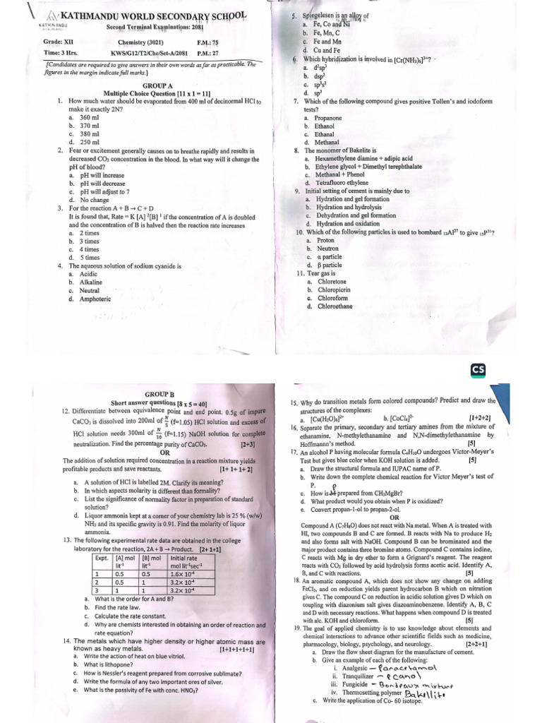 Kws Chem Sec Term | PDF