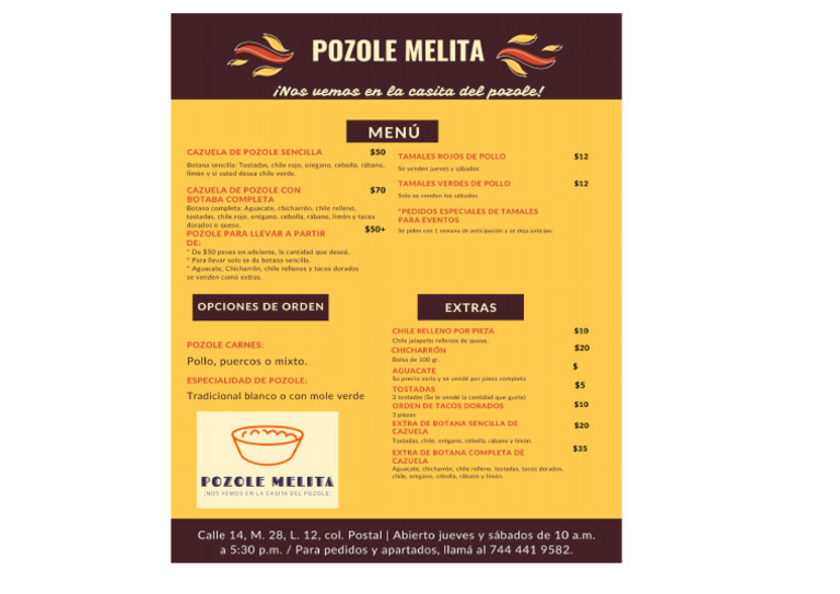 Menu Pozole Melita | PDF