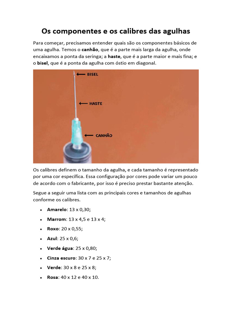 Tipos e Calibres de Agulhas e Seringas | PDF | Seringa | Obesidade